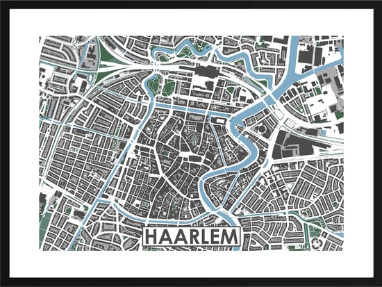 Haarlem centrum - stadskaart | Inclusief strakke moderne lijst | stadsplattegrond |... | bol.com