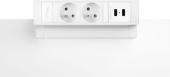 Powerdock Filex Desk Up - Stekkerdoos - Wit - 2x Stroom - 2x USB | bol