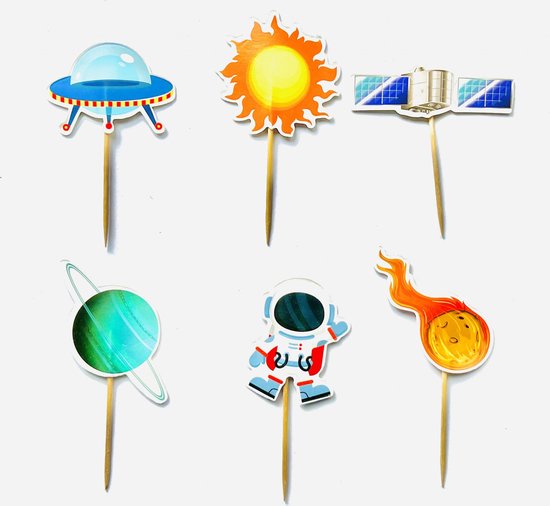 Ruimtevaart |24 stuks|cupcake - cupcake decoratie - cupcake versiering ...