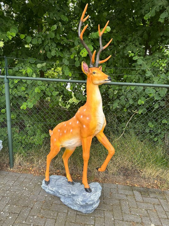 Goodyz - Dieren - Hert - Mannetjeshert - Bok - op Rots - Size XXXL - 210cm hoog. | bol