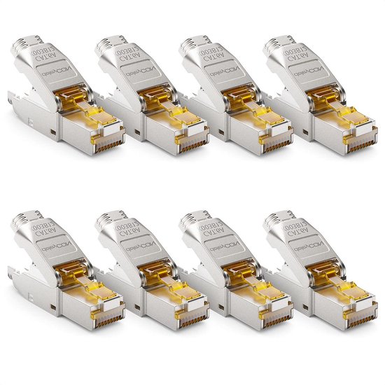 8x deleyCON CAT 6a RJ45 Netwerkstekker - Gereedschapsloos - Afgeschermd ...