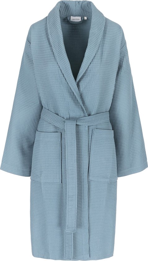 Casilin - Wafel Sauna Badjas - Dames/Heren - 100% Katoen - Large - Jeans - Blauw | bol
