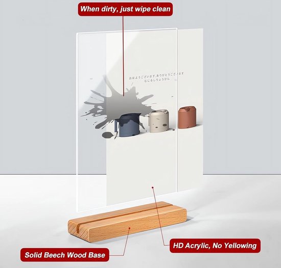 Acryl Sign Houder A4 4 Pack T-vorm Poster Menu Holder Plastic Display ...