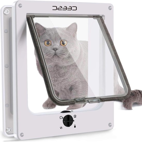 Large Cat Flap - 4 Way Rotary Lock Cat Door for Interior and Exterior ...