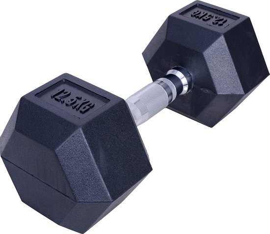 ForzaFit Hexagon Dumbbell 12.5 kg - Zwart - Rubber - Halter Gewicht ...