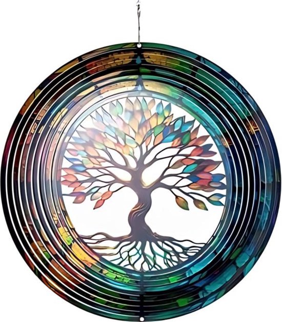 Windspinner, Spin Art, Tree of Life, Multi-Coloured, 12TOLMC300 | bol