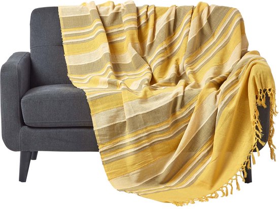 Homescapes Marokko sprei, gele strepen, 150 x 200 cm | bol