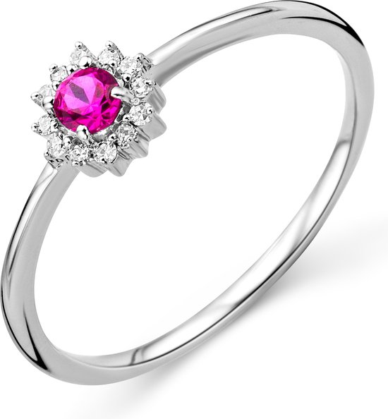 Miore - Ring Dames met Rode Robijn en Diamanten - 9 Karaat - Kleur ...