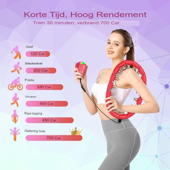 Geluidsarme LED Hoelahoep met Balteller - Instelbaar Gewicht - Voor ...