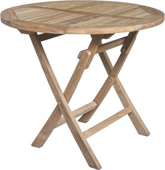 Inklapbare Teak Tuintafel | Rond | 90 cm | bol