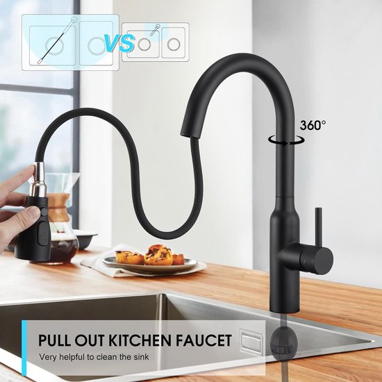 Spoelbak Kraan met Douche, Keuken uittrekbaar, Keukenkraan Eengreeps Mengkraan... | bol