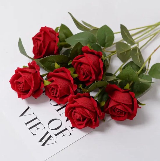 12 kunstrozen - Verpakt als echt boeket - Kunstbloemen - Nepbloemen ...