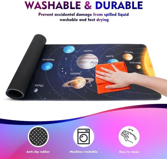 Gaming muismat XXL, muismat 900x400mm groot met antislip rubberen basis ...