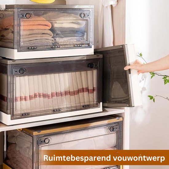 Set van 3 Opvouwbare Kunststof Opbergboxen met Deksels en Wielen - 35 L ...
