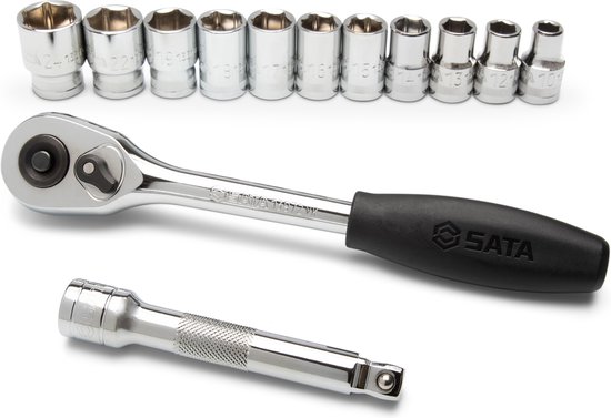 SATA Doppenset met ratel 1/2 inch 6-kant - 13-delig | bol