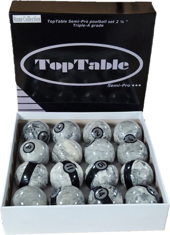 TopTable Poolballen Super A-Grade Stone Collection 57,2mm - Set Semi-Professionele... | bol