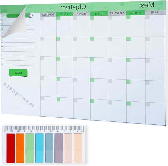 Maandplanner A3 met zelfklevende notities - weekplanner en dagplanner ...