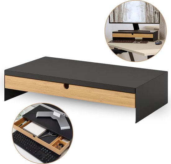 ELLOVEN Monitorstandaard met lade, antraciet IKEA | bol