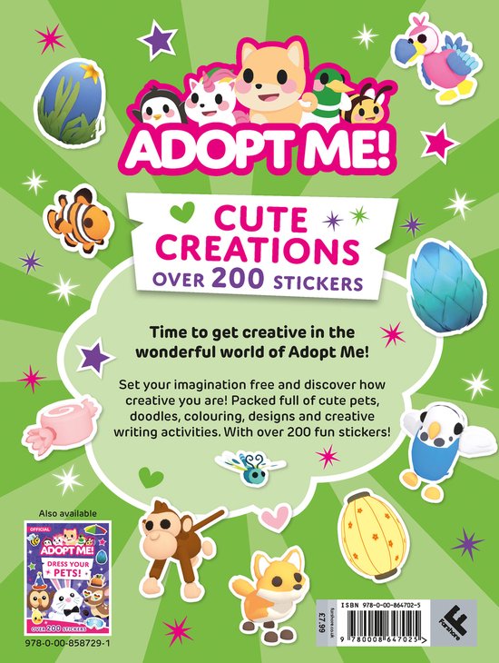 Adopt Me!- Adopt Me! Cute Creations Sticker Book, Uplift Games ...