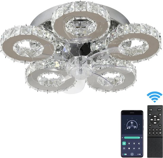 Plafond Ventilator Lamp - Smart Lamp - Dimbaar - Wit -Grijs ...