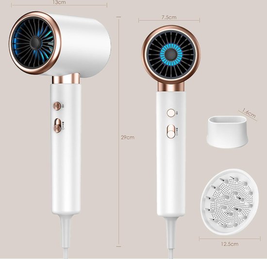 Haardroger Föhn - Fohn met Diffuser en Mondstuk - 2400 Watt - 3 ...