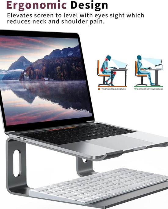 Laptop verhoger - Ergonomisch - Aluminium - voor 10-15.6 inch laptops | bol