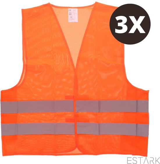 ESTARK® 3 STUKS - Fluovest - Veiligheidsvest - Oranje - Fluo Jas Vest ...