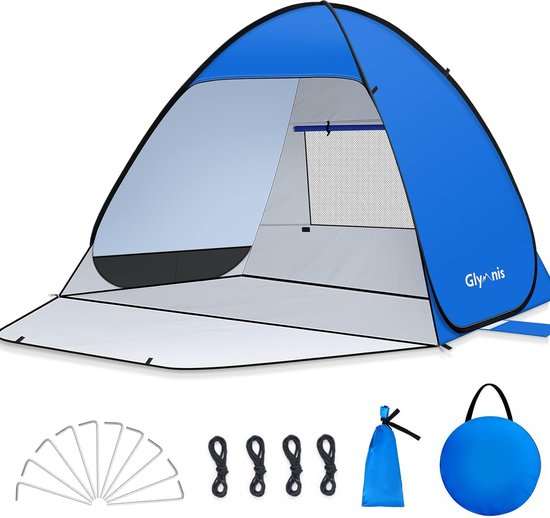 Strandtent pop-up strandtent met ritssluiting UV-bescherming 50 ...