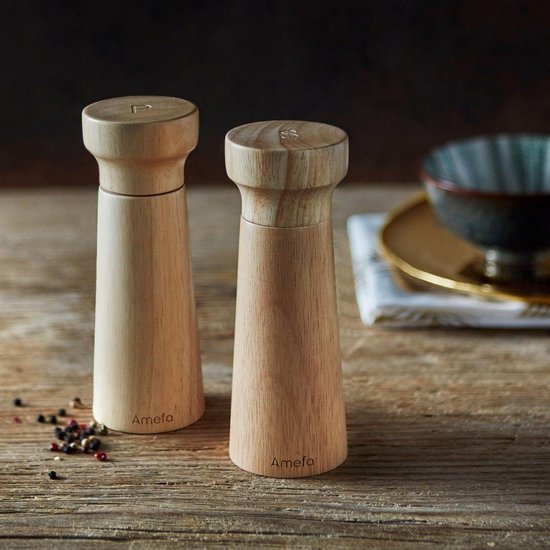 Zout- en pepermolen van hout keramisch maalwerk - Modern design 15 cm ...