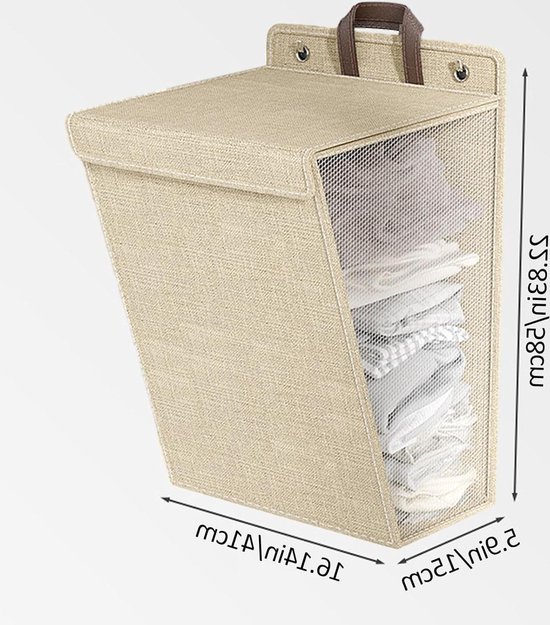 Opvouwbare wasmand 60 liter met deksel en handgrepen - Ophangbare wasmand -... | bol