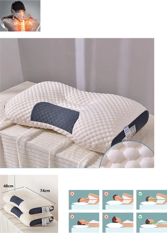 Huiselijk Geluk Ergonomisch Afstelbaar Traagschuim Hoofdkussen tegen Nekklachten -... | bol