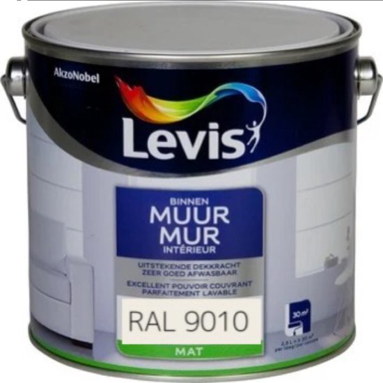 Levis muur binnen mat RAL 9010 2.5l | bol