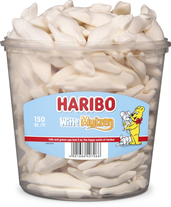 Haribo Witte Muizen - snoep - silo - 150 stuks à 1050g | bol