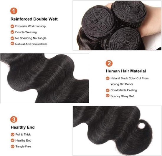 1 Bundel Human hair Body Wave 8 inch 100gram 150 density grade 10A van ...