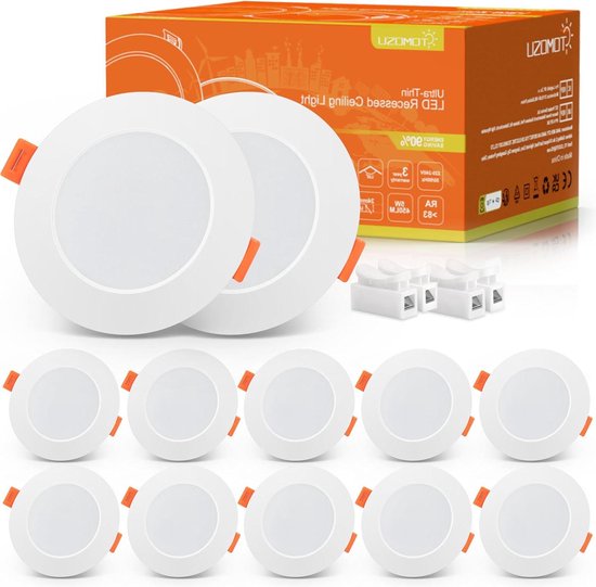 Platte LED Inbouwspots Set - 10 stuks - 230V 5W 450lm IP44 - Neutraal ...