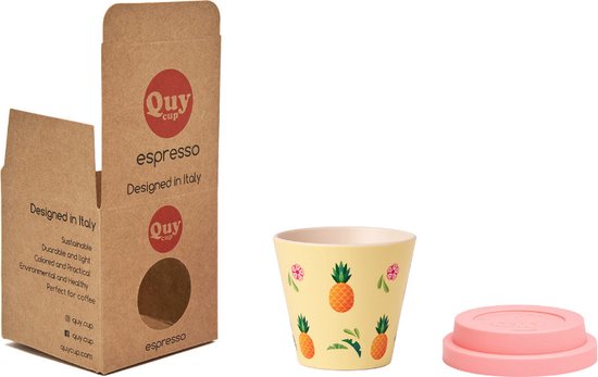 Quy Cup - 90ml Ecologische Reis Beker - Espressobeker “Ananas” met rose ...