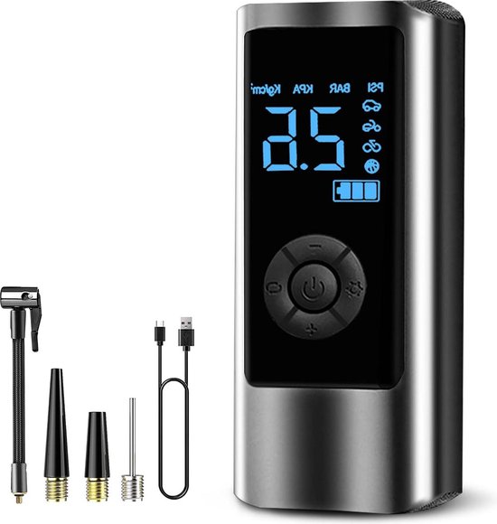 Draagbare elektronische luchtpomp 150 psi fietspomp elektrisch 6000 mAh - voor alle... | bol