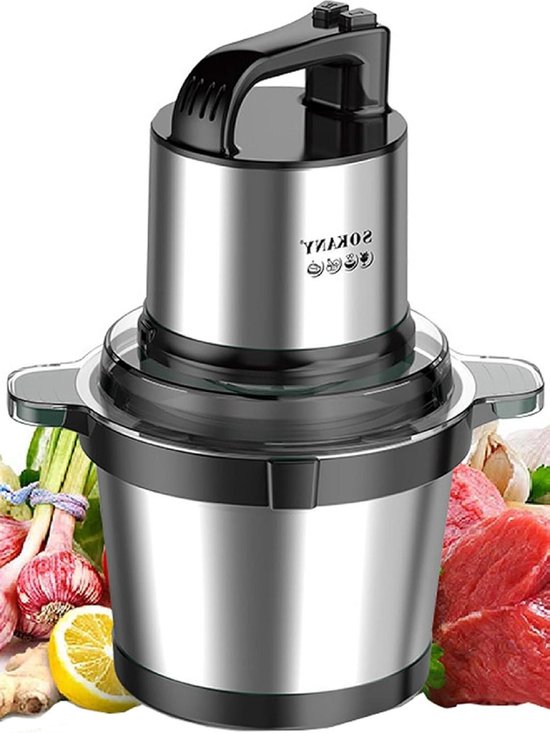 Electric Chopper with 4 Litre Stainless Steel Bowl - 800 W Multi-Function Chopper - 2... | bol