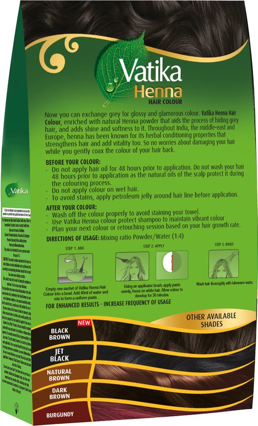 Vatika Henna Haarkleuring Natuurlijk Zwart 6 sachets | bol
