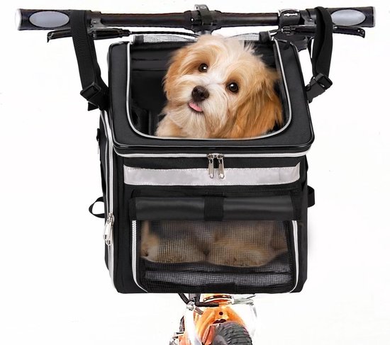 Hondenfietsmand elektrische fiets voor kleine honden zwart huisdiertransport hond kat... | bol