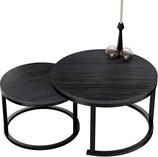 Ronde marmeren salontafel set van 2 - Moderne tafel voor woonkamer ...