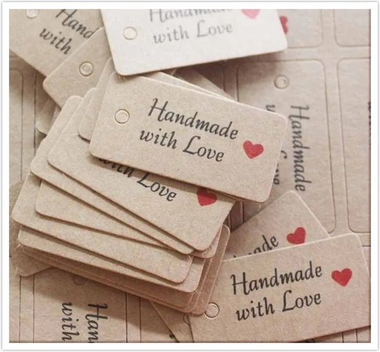 Kaartjes met tekst - handmade with love - labels - 50 stuks - kleine ...