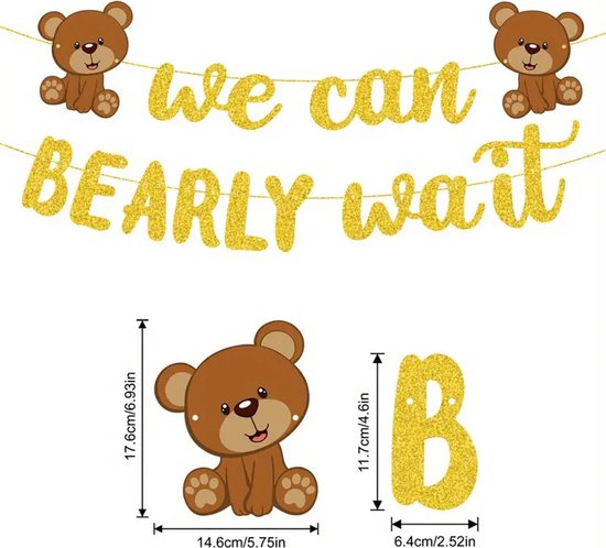 We Can Bearly Wait Slinger - Gouden Letterslinger met Beertjes | bol