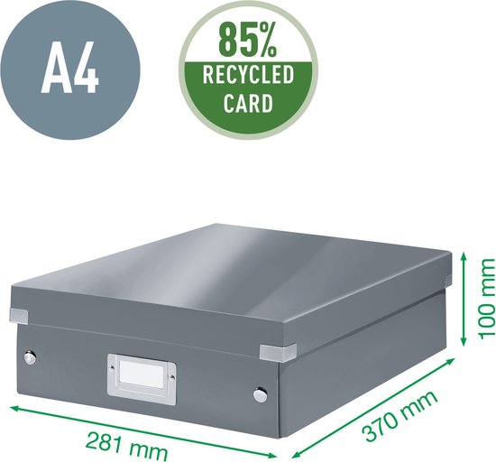 Leitz Wow Click & Store Middelgrote Opbergdoos - 85% Gerecycled Karton ...