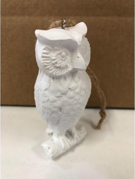 Hangende Beeldjes: Witte uil - 6 stuks - 10 cm - beschilderbaar | bol
