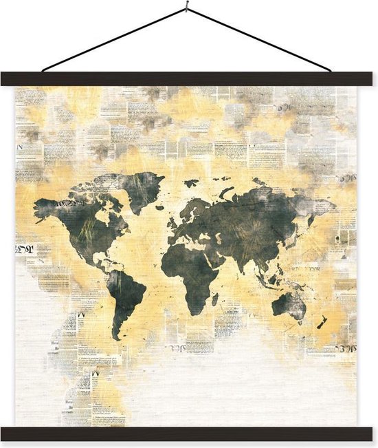 Posterhanger incl. Poster 90x90 cm - Schoolplaat - Wereldkaart ...