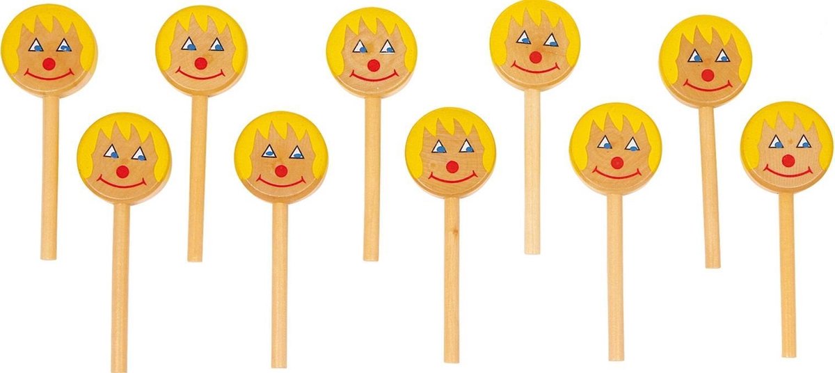 Set van 10 houten lolly’s/ lollies met poppetje (clown) / gezichtje ...