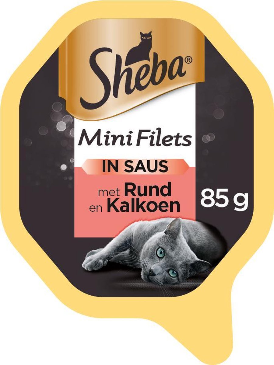 Sheba Mini Filets in Saus Katten Natvoer - Rund & Kalkoen - 22 x 85 gr ...