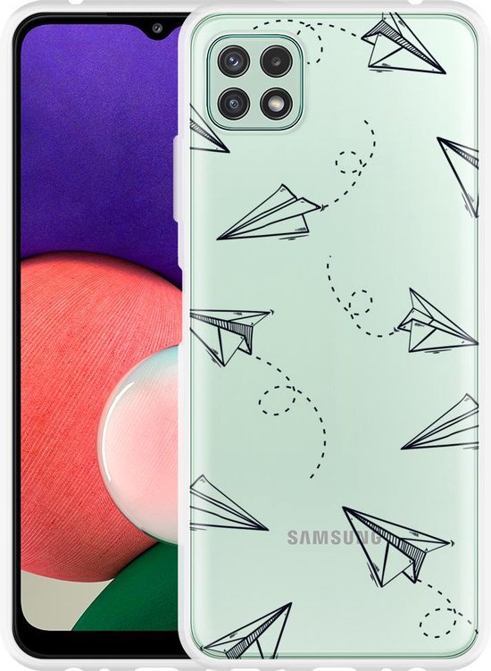 Samsung Galaxy A22 5G Hoesje Paper Planes - Designed by Cazy | bol.com