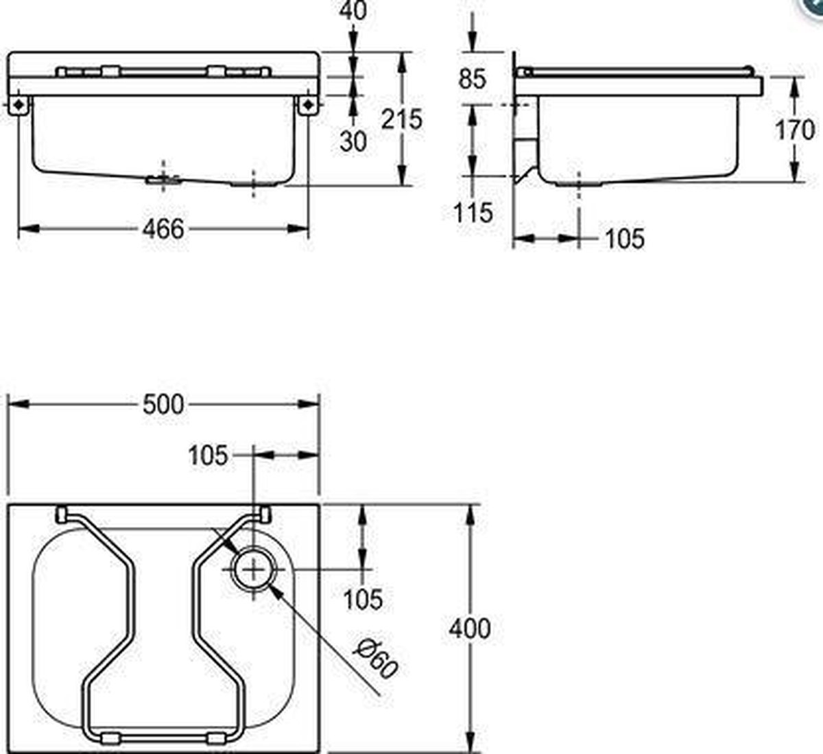 RVS Uitstortbak Met Emmerrooster 500 X 400 X 170 Mm Bol RVS Uitstortbak Met Emmerrooster 500 X 400 X 170 Mm Bol